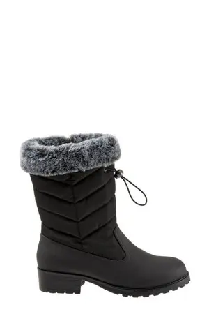 Trotters Bryce Faux Fur Trim Winter Boot - Black