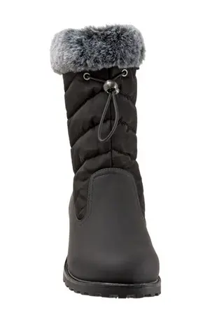Trotters Bryce Faux Fur Trim Winter Boot - Black
