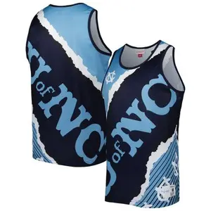 Mitchell & Ness Carolina Blue North Carolina Tar Heels Jumbotron 2.0 Sublimated Tank Top - Navy