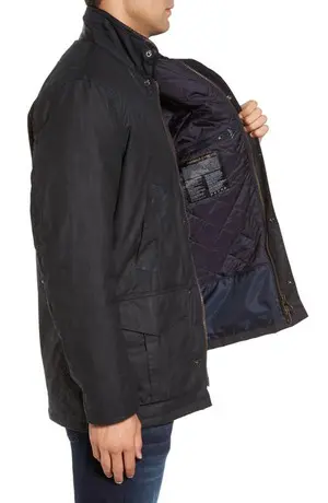 Barbour Hereford Waxed Cotton Jacket - Navy