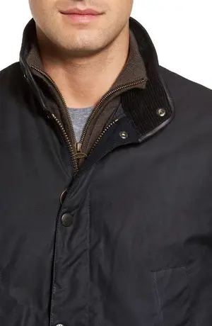 Barbour Hereford Waxed Cotton Jacket - Navy