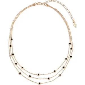 Ettika Crystal Station Layered Necklace - Black
