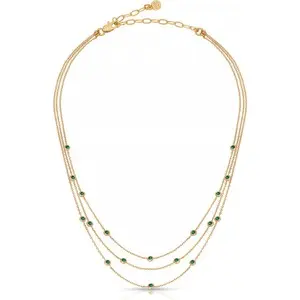 Ettika Crystal Station Layered Necklace - Green