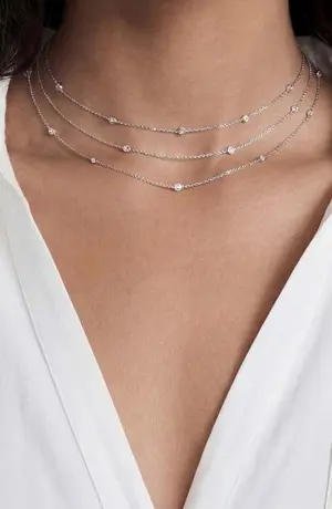 Ettika Crystal Station Layered Necklace - Silver