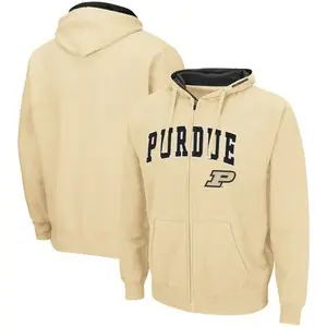 COLOSSEUM Purdue Boilermakers Arch & Logo Full-zip Hoodie - Gold