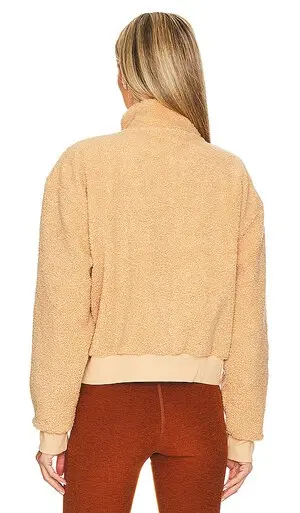 Beyond Yoga Brave The Elements Sherpa Bomber In Tan