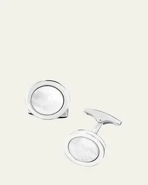 JAN LESLIE 925 Round Mother-of-pearl Cufflinks - One-color