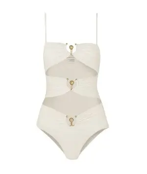 Christopher Esber Christopher Esber Embellished Cutout Swimsuit White
