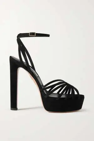 AQUAZZURA Flow 130 Suede Platform Sandals