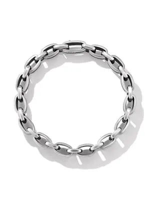 David Yurman Sterling Diamond Deco Bevelled Link Bracelet - Silver