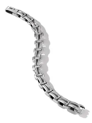 David Yurman Sterling Diamond Deco Bevelled Link Bracelet - Silver