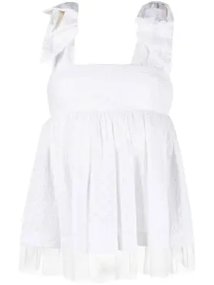 Viktor & Rolf Sleeveless Broderie-anglaise Blouse - White