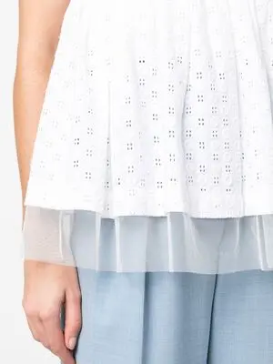 Viktor & Rolf Sleeveless Broderie-anglaise Blouse