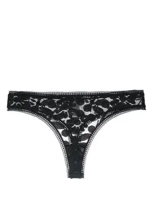 ERES Tanga Floral-lace Thong - Black