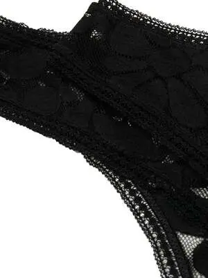 ERES Tanga Floral-lace Thong - Black