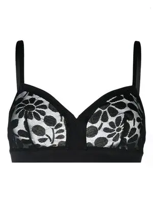 ERES Feminin Wireless Floral Lace Bra - Black
