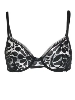 ERES Floral-lace Detail Full-cup Bra - Black