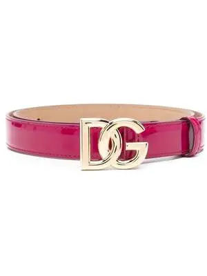 Dolce & Gabbana Patent Leather Logo-buckle Belt - Pink