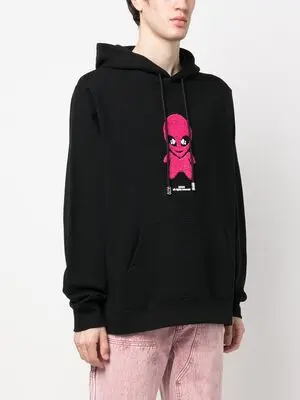 Gcds Cotton Alien-patch Hoodie - Black