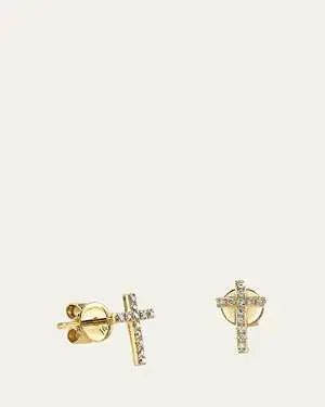 SYDNEY EVAN 14k Diamond Cross Single Stud Earring - Gold