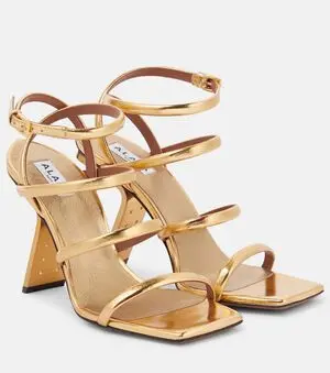 Alaïa Perfo Leather Sandals - Gold