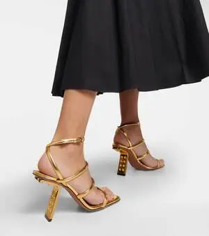 Alaïa Perfo Leather Sandals - Gold