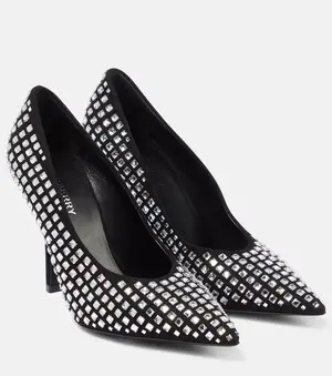 Burberry Crystal-embellished Suede Pumps