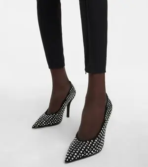 Burberry Crystal-embellished Suede Pumps