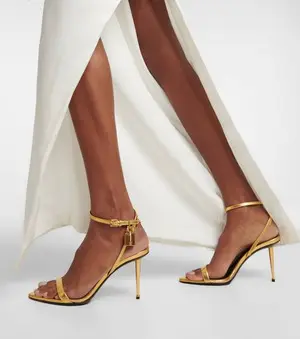 TOM FORD Padlock Metallic Leather Sandals