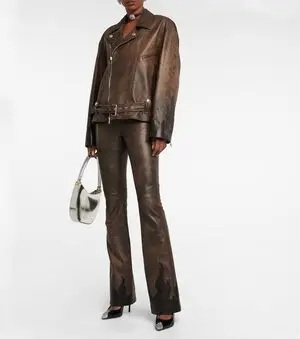 Alessandra Rich Leather Biker Jacket