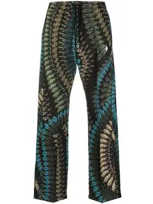 COUNTY OF MILAN Feather Pattern Loose-fit Trousers - Brown
