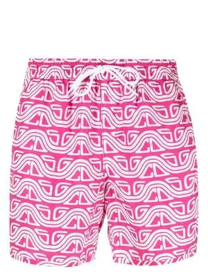 Gcds Abstract-print Swim Shorts - Pink