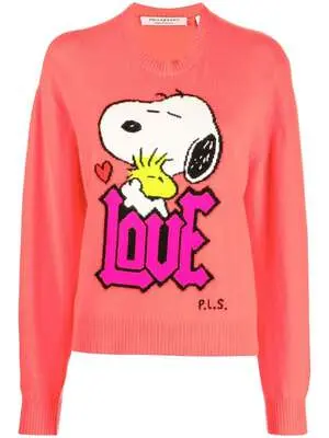 Philosophy Di Lorenzo Serafini Snoopy Print Intarsia Knit Sweater - Red