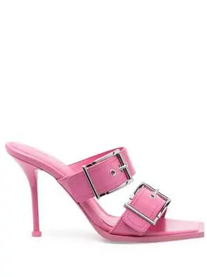 Alexander McQueen 100mm Buckled Leather Sandals - Pink