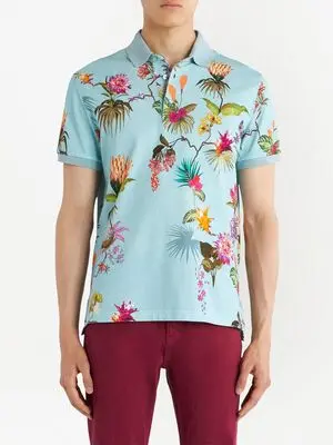 Etro Floral-print Cotton Polo Shirt