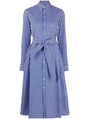 Polo Ralph Lauren Striped Belted Shirt Dress - Blue