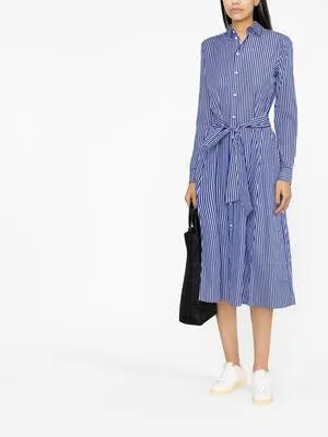 Polo Ralph Lauren Striped Belted Shirt Dress - Blue