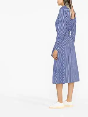 Polo Ralph Lauren Striped Belted Shirt Dress - Blue