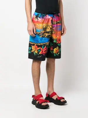 Dolce & Gabbana Tropical-print Bermuda Shorts - Pink