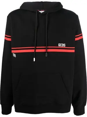 Gcds Stripe-detail Cotton Hoodie