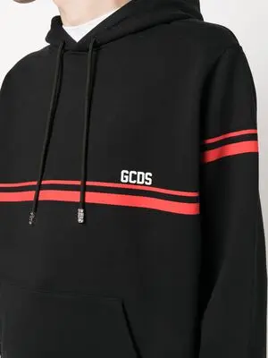 Gcds Stripe-detail Cotton Hoodie