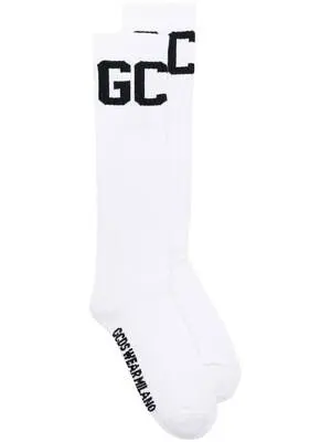 Gcds Intarsia-knit Mid-calf Socks - White