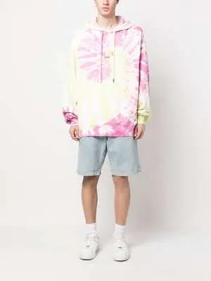 Gcds Tie-dye Print Logo Hoodie - Yellow