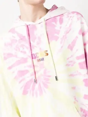 Gcds Tie-dye Print Logo Hoodie - Yellow