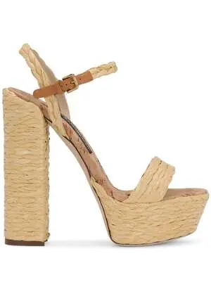 Dolce & Gabbana 145mm Raffia Platform Sandals