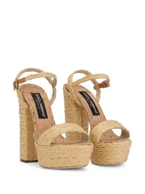 Dolce & Gabbana 145mm Raffia Platform Sandals