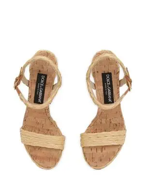 Dolce & Gabbana 145mm Raffia Platform Sandals