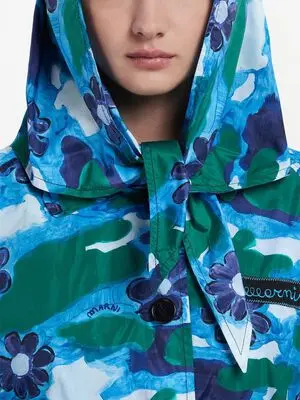 Marni All-over Floral-print Hooded Coat