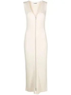 JIL SANDER Ribbed Knit Midi Dress