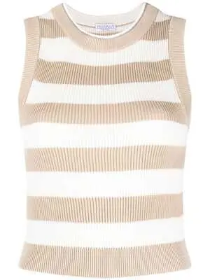 Brunello Cucinelli Striped Knitted Vest - Neutrals